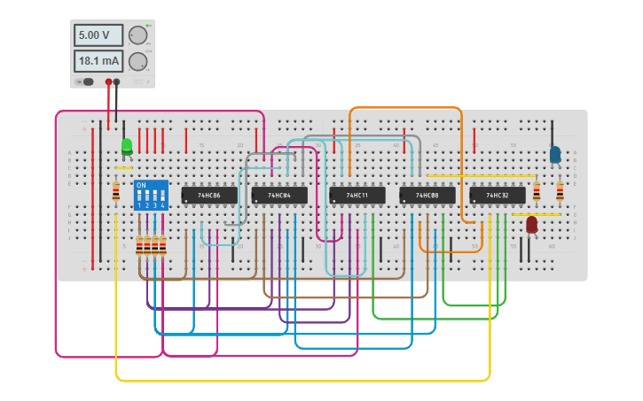 Circuit design 2 BIT COMPARATOR - Tinkercad