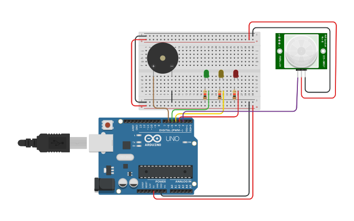 Circuit design Sensor de Movimiento con Arduino - Tinkercad