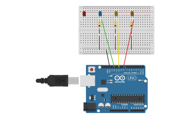 Circuit design Traffic Control System - Tinkercad