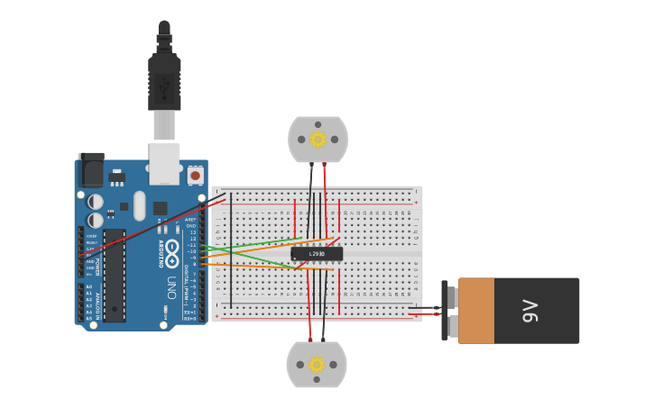 Circuit design L293D - Tinkercad