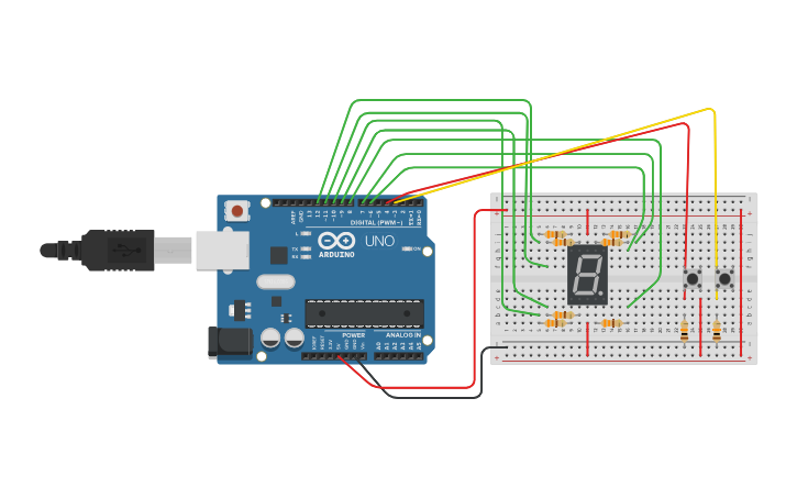 Circuit design Display de 7 segmentos - Tinkercad