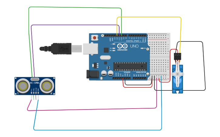 Circuit design Radar with Arduino - Tinkercad