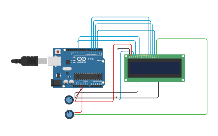 Circuit design shield per display LCD - Tinkercad