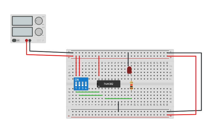 Circuit design NOR gate | Tinkercad