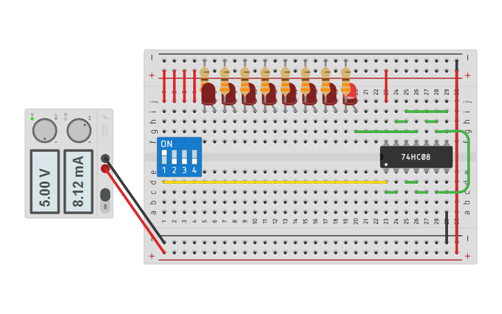 Circuit design Series 74LS08 Quad 2-Input AND gate - Tinkercad