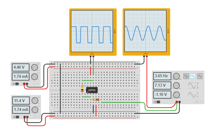 Circuit design inverting amplifier - Tinkercad
