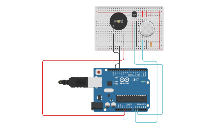 Circuit design Actividad 5.- Práctica #5. Sensor PIR o GAS - TIRADO DÍAZ - Tinkercad