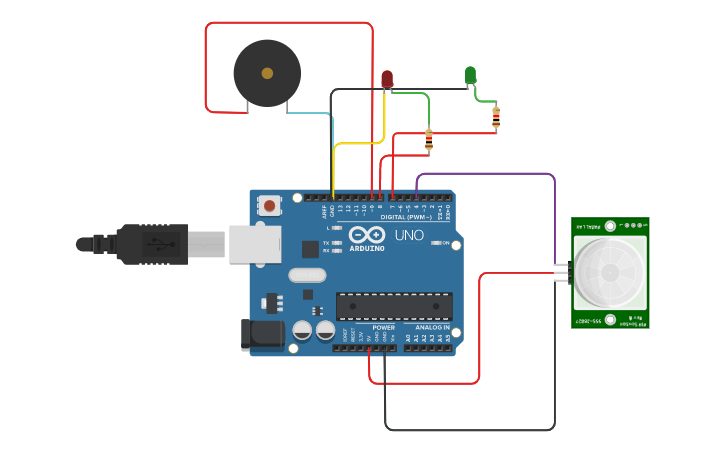 Circuit design Arduino based burglar alarm - Tinkercad