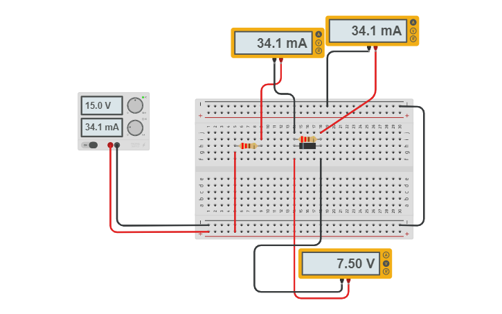 Circuit design Praktikum 5 - Dioda Zener Dengan Beban | Tinkercad