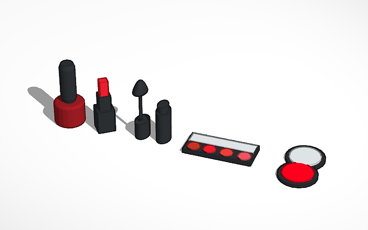 3d Design Makeup Cosmetics Set Tinkercad