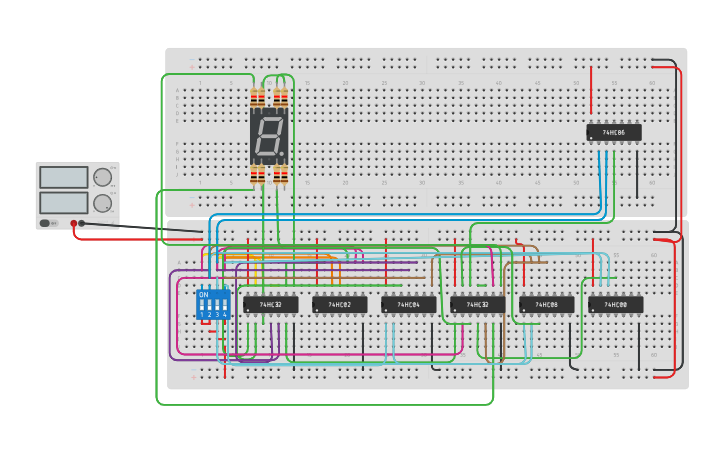 Circuit design Display 7 segmentos - Tinkercad