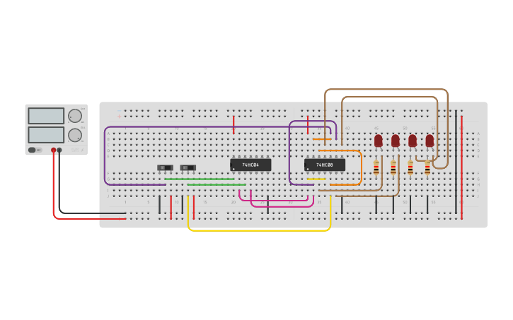 Circuit design 2:4 Decoder - Tinkercad