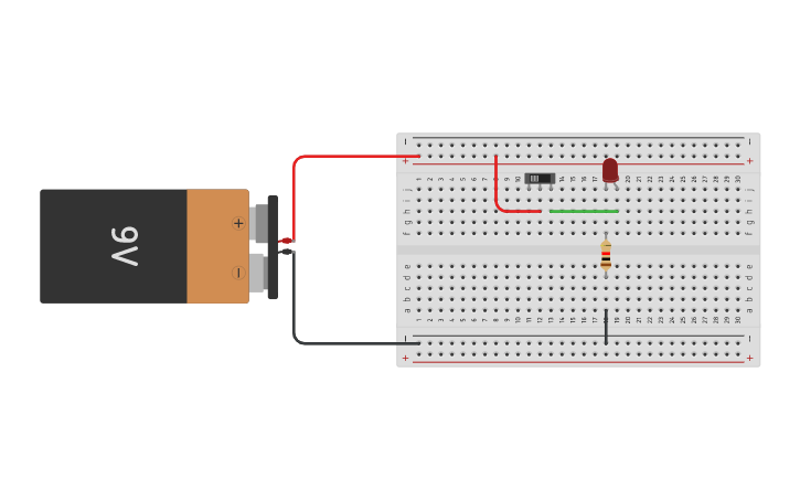 Circuit design Basic single switch circuit - Tinkercad