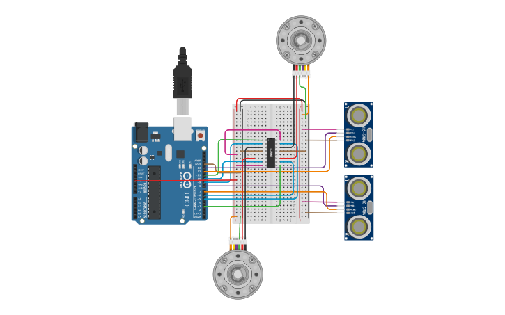 Circuit design Copy of Final moteur et capteur - Tinkercad