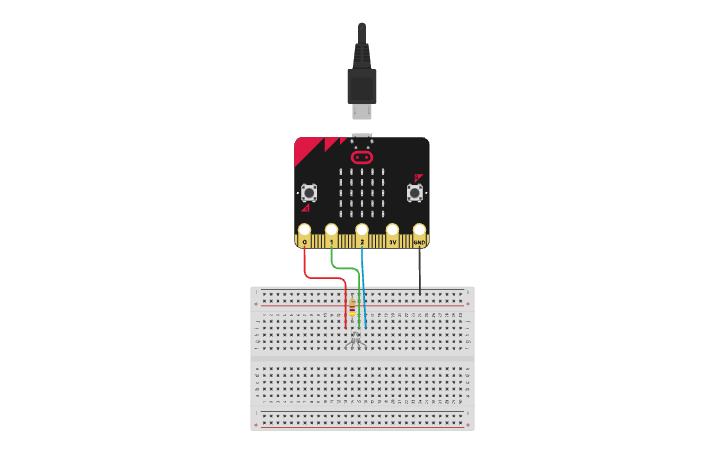 Circuit design microbit RGB LED - Tinkercad