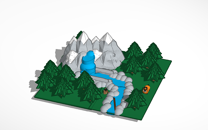 3D design waterfall - Tinkercad