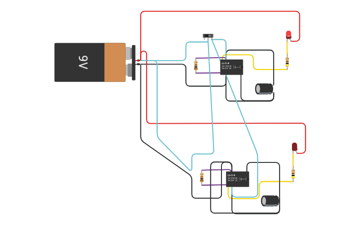 Circuit design Two LED Relay (Quiz 2) - Tinkercad