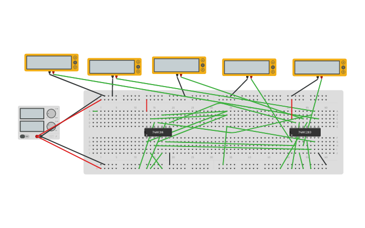 Circuit design full-adder/subtractor - Tinkercad
