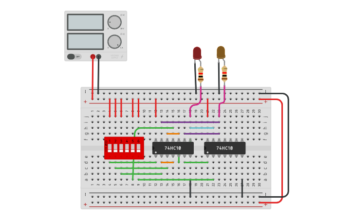 Circuit design realization of JK flip flop - Tinkercad