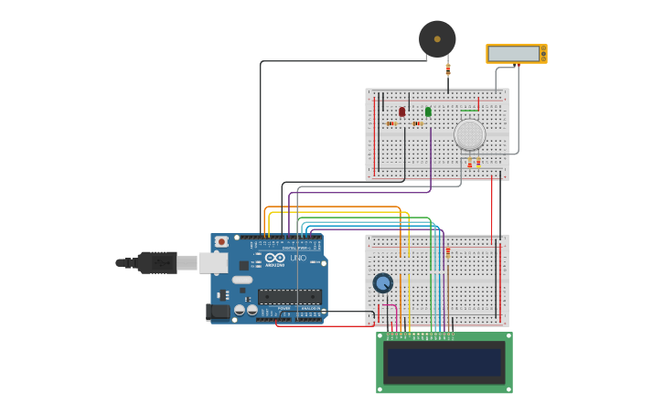 Circuit design Cảm biến khí gas - Tinkercad