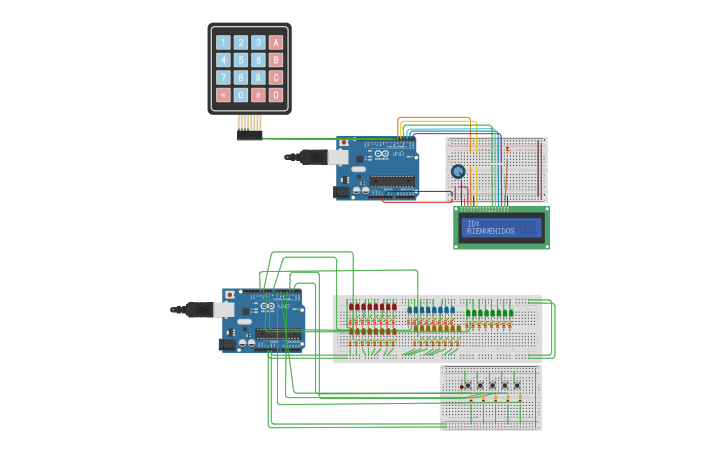 Circuit design Copy of Visualizacion Teclado en LCD - Tinkercad