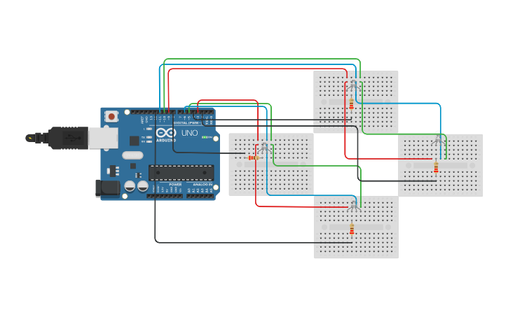 Circuit design Traffic Light - Tinkercad