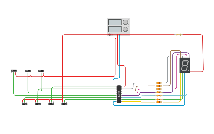 Circuit Design 7 Segmentový Io S Bcd Kódem Tinkercad