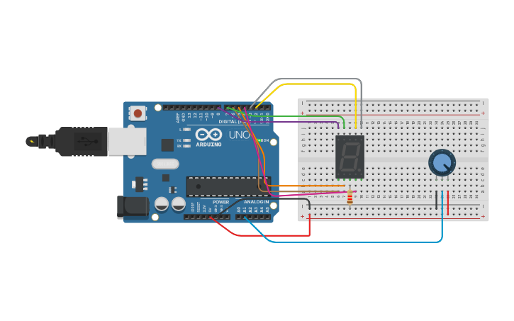 Circuit design Arduino com Potênciometro | Tinkercad