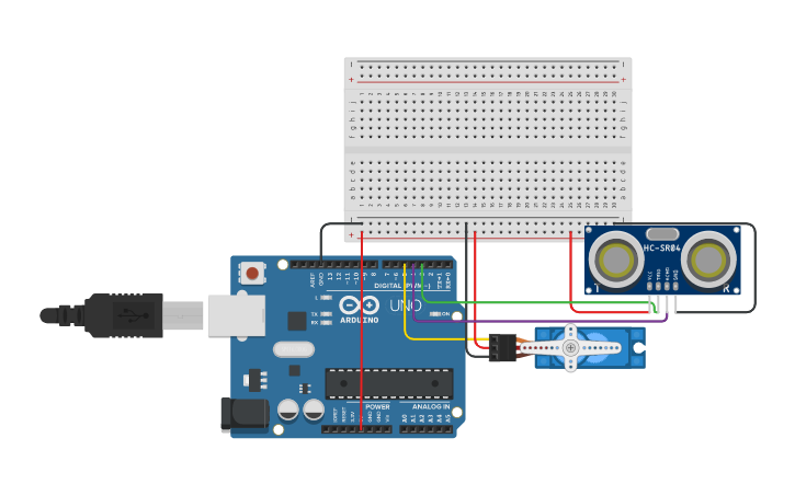 Circuit design Arduino Radar - Tinkercad