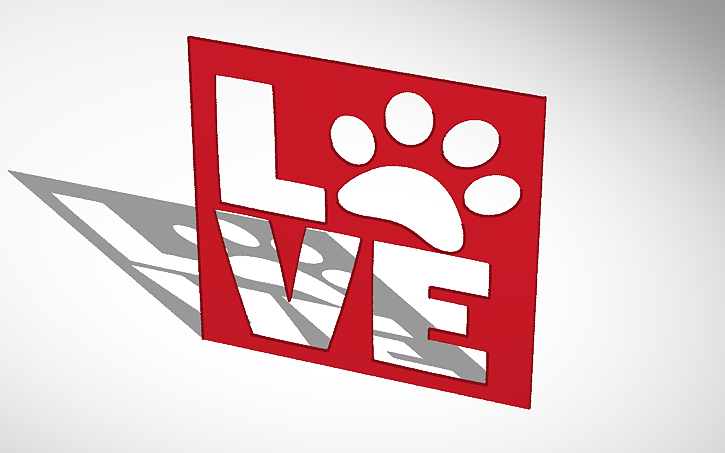 3d Design Love With A Paw Print Stencil Tinkercad