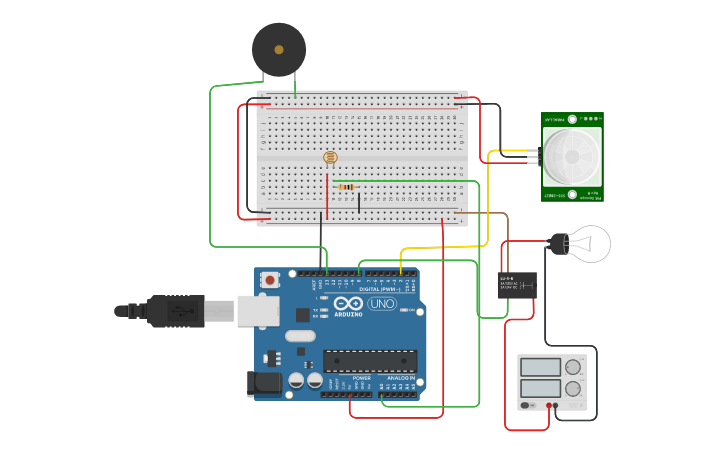 Circuit design MOTION BASED LIGHT CONTROL - Tinkercad