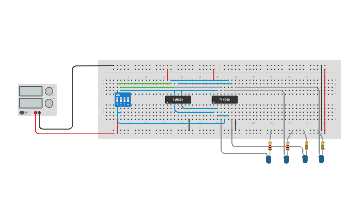 Circuit design 2:4 decoder - Tinkercad