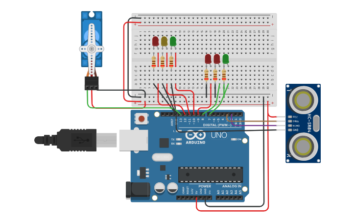 Circuit design traffic signal project | Tinkercad
