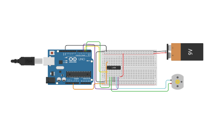 Circuit design Motor DC - Tinkercad