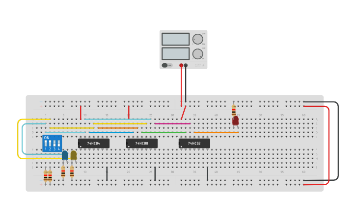 Circuit design compuestas lógicas-PC2 - Tinkercad