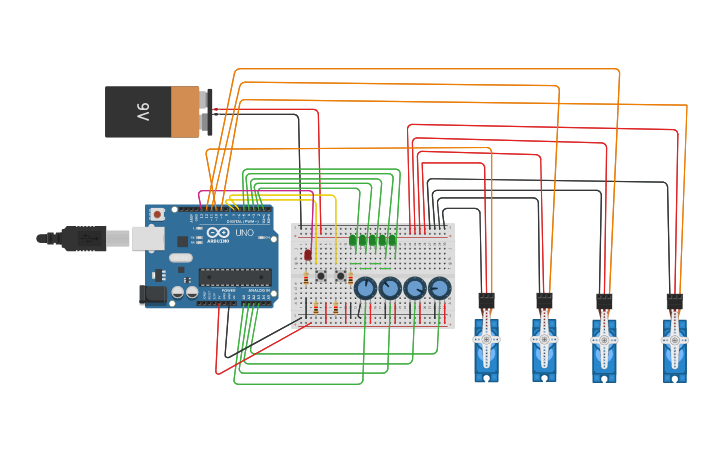 Circuit design robotic arm - Tinkercad