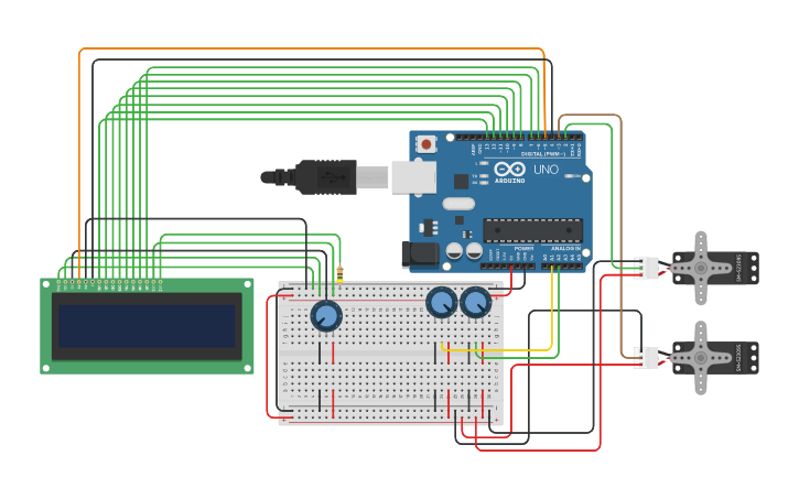 Circuit Design Controlling Two Servo Motors Using Two Potentiometers