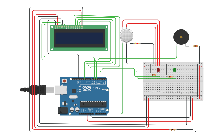 Circuit Design Gas Detecting Alarm System Project Tinkercad