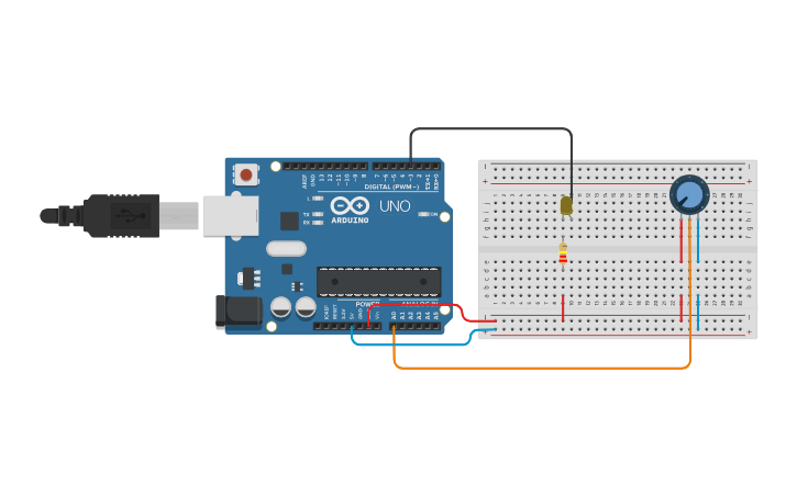 Circuit design Fade Led Using Potentiometer - Tinkercad
