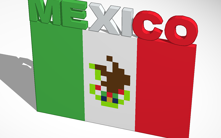 3D design Pixel art : Mexico flag - Tinkercad