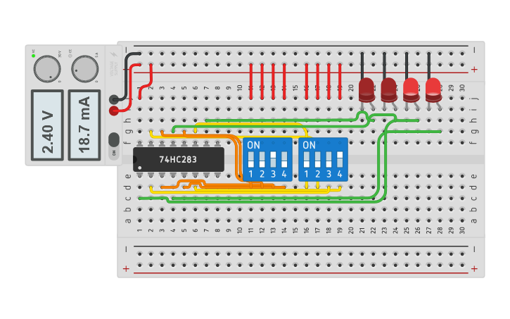 Circuit Design 4 Bit Binary Calculator Addition Tinkercad