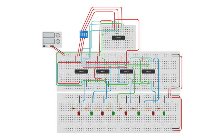 Circuit design 3:8 decoder - Tinkercad