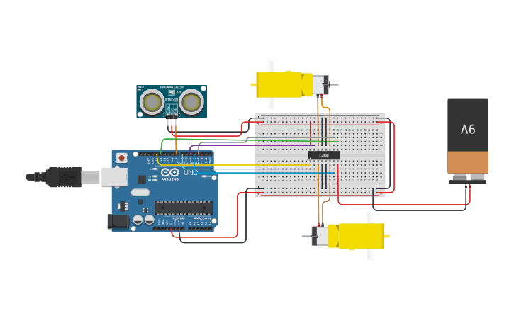 Circuit Design Obstacle Avoidance Robot Tinkercad