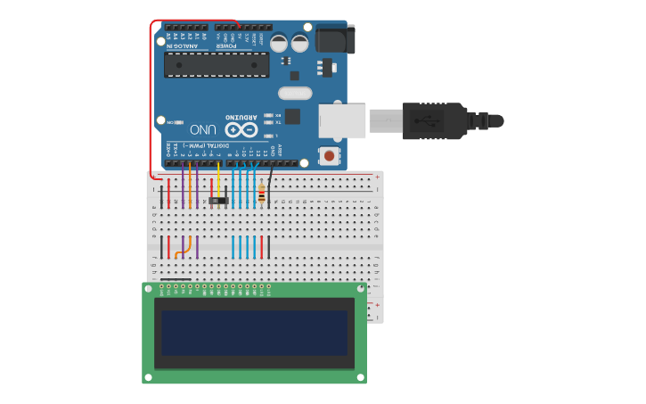 Circuit design LCD - Tinkercad