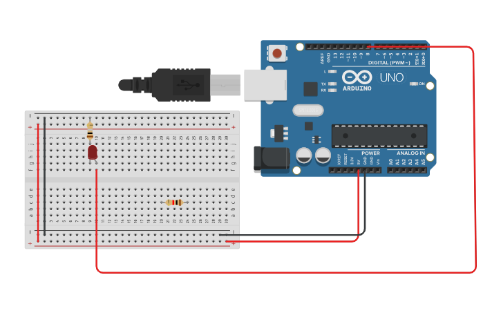 Circuit design Parpadeo Led Arduino + breadboard - Tinkercad