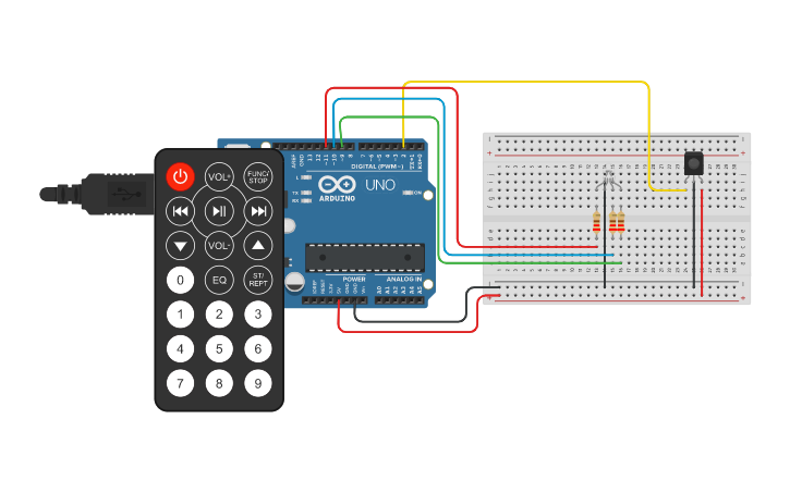 Circuit design remote ir 2 (led) | Tinkercad