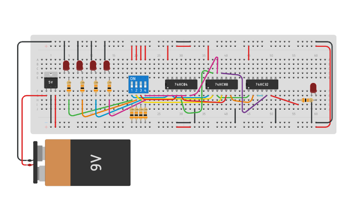 Circuit design Practica 3 - Compuerta AND y OR + Inversor - Tinkercad