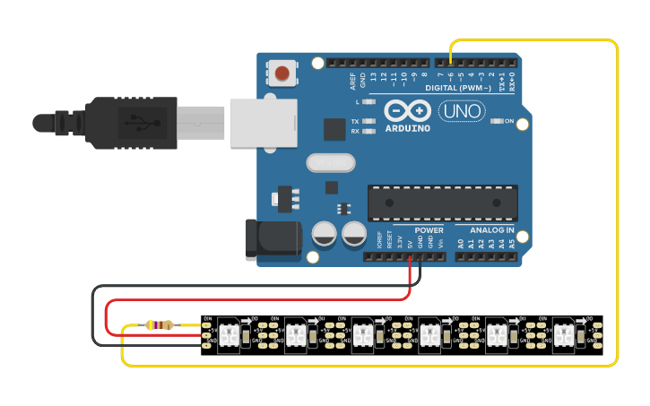 Circuit design LED-Strip - Tinkercad