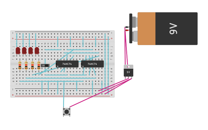 Circuit design Ring Counter | Tinkercad