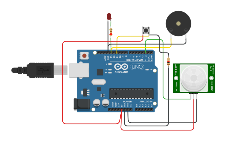 Circuit Design Security Alarm Tinkercad
